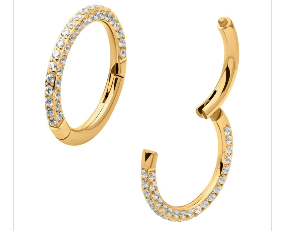 Hinge hoop with stones 18 gauge – Village streetwear